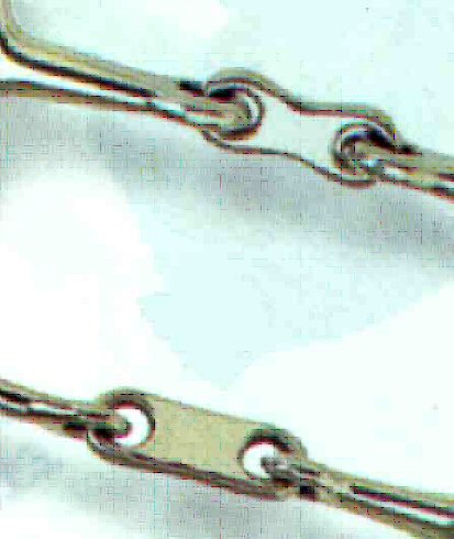 Below left: close up showing the difference between the French link ...